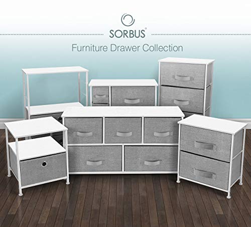 Sorbus Narrow Dresser with 4 Drawers - Vertical Slim Storage Chest of Drawers with Steel Frame, Wood Top & Easy Pull Fabric Bins for Small Spaces, Closets, Bedroom, Bathroom & Laundry (White/Gray)