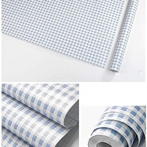 Gow4u Decorative Gingham Dresser Drawer Shelf Liner Self Adhesive Vinyl Contact Paper for Kitchen Cabinets Pantry Refrigerators Arts Crafts Decal (Blue, 17.7x117 Inches)