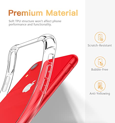 CANSHN Clear Protective Designed for iPhone XR Case [Military Drop Protection] [Not Yellowing] Shockproof Phone Case with Soft TPU Bumpers, Slim Thin Case for iPhone XR - Clear