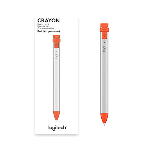 Logitech Crayon Digital Pencil for iPad Pro 12.9-Inch (5th, 6th Gen), iPad Pro 11-Inch (2nd, 3rd, 4th gen), iPad (7th, 8th, 9th and 10th Gen), iPad Air (3rd, 4th, 5th Gen), iOS 12.2 & Above - Orange