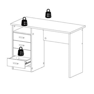 Tvilum Warner Desk with 4 Drawers, Oak Structure