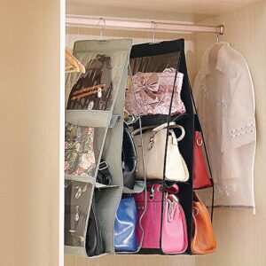 DIOMMELL Hanging Handbag Organizer Storage Holder Purse Clutch Hanger Bags for Closet Wardrobe with 6 Larger Pockets, Black