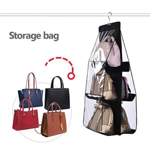 DIOMMELL Hanging Handbag Organizer Storage Holder Purse Clutch Hanger Bags for Closet Wardrobe with 6 Larger Pockets, Black