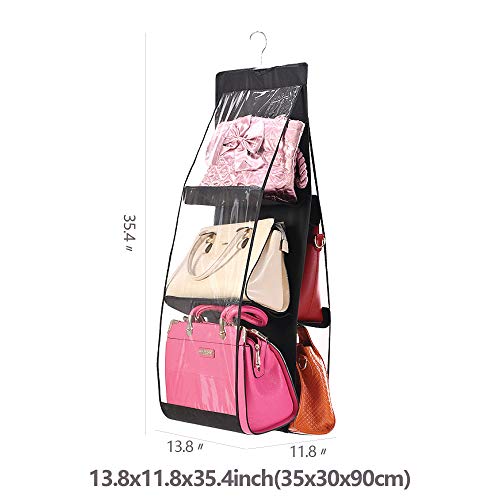 DIOMMELL Hanging Handbag Organizer Storage Holder Purse Clutch Hanger Bags for Closet Wardrobe with 6 Larger Pockets, Black