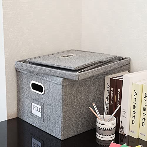 ATBAY File Storage Box Collapsible Large Capacity Office File Organizer for Letter/Legal Size Hanging File Folder Box, Gray 1Pack