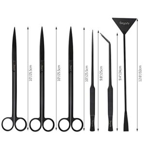 Segarty Aquarium Tools, 6 in 1 Stainless Steel Aquatic Plant Tweezers Scissor Spatula for Planted Freshwater Aquarium Landscaping Cleaning Tools Set & Fish Starter Kit