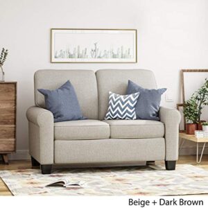 GDFStudio Denise Loveseat, Mid-Century Modern, Minimal, Beige