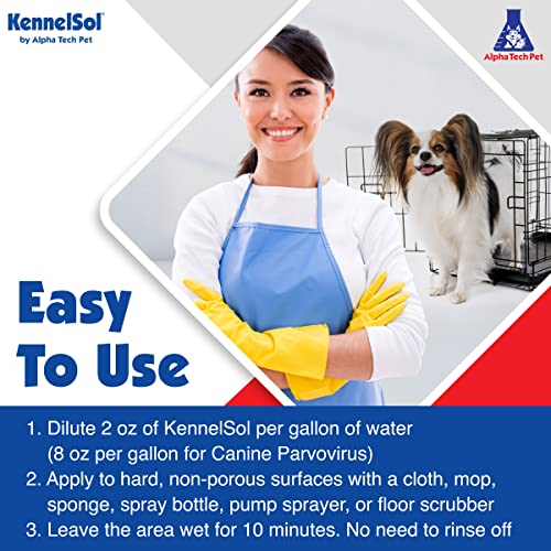 KennelSol 1-Step Kennel Cleaner - Liquid Concentrate Disinfectant and Deodorizer, Effective Against Bacteria and Viruses - 1 Pint