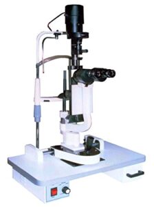 slit light halogen bio-microscope 2 step haag streit type with desktop and accessories