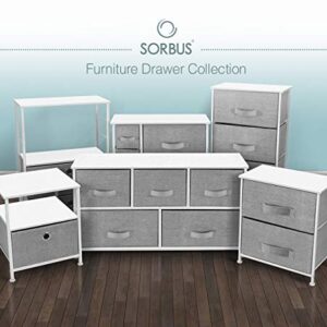 Sorbus Dresser with 4 Drawers - Tall Storage Tower Unit Organizer for Bedroom, Hallway, Closet, College Dorm - Chest Drawer for Clothes, Steel Frame, Wood Top, Easy Pull Fabric Bins (White/Gray)