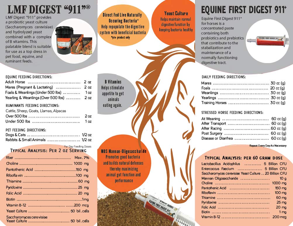 LMF Digest 911" 25 Pound prebiotic and probiotic Supplement for Horses, ruminants and Pets