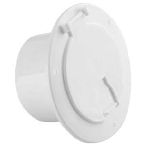 halotronics rv 5-inch round electric cable hatch for 30 and 50 amp cords (white)