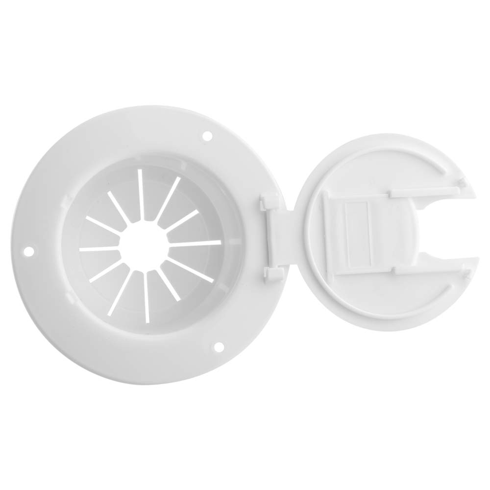 Halotronics RV 5-inch Round Electric Cable Hatch for 30 and 50 Amp Cords (White)