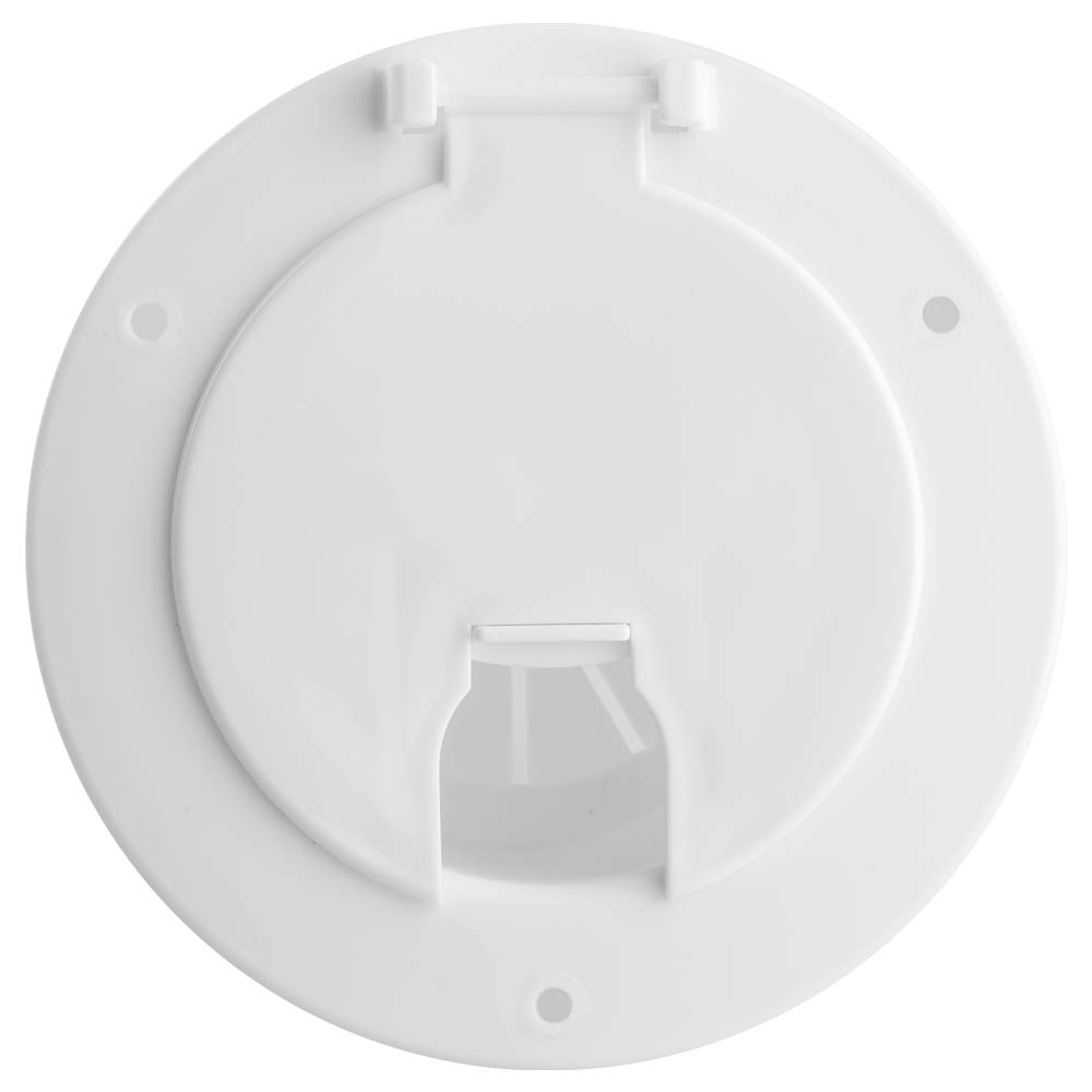 Halotronics RV 5-inch Round Electric Cable Hatch for 30 and 50 Amp Cords (White)