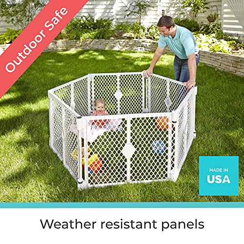 Toddleroo by North States Superyard 6 Panel Baby Play Yard/Barrier & Wall Mount Kit, Made in USA: Extra wide barrier or play area. 38.5" - 201" wide, 5.5 ft corner to corner play yard (26" tall, Gray)