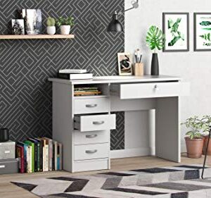 Tvilum Walden Desk with 5 Drawers, White