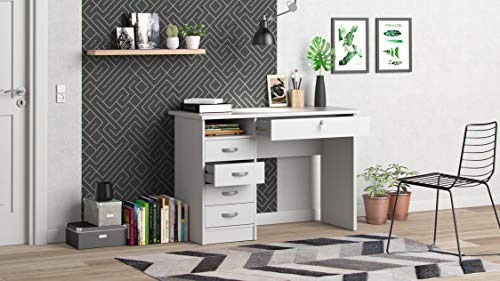 Tvilum Walden Desk with 5 Drawers, White