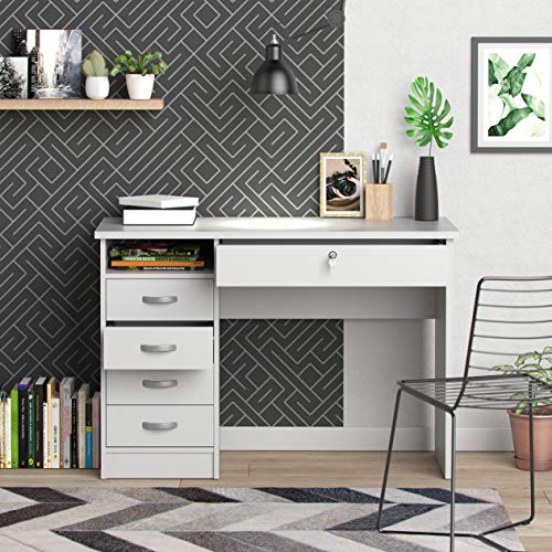 Tvilum Walden Desk with 5 Drawers, White