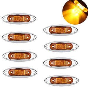 nbwdy 8pcs universal waterproof amber led side marker light clearence lights led trailer light truck light amber lens w/chrome housing for truck trailer rv camper boat atv pickup camper