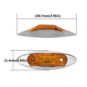 NBWDY 8Pcs Universal Waterproof Amber LED Side Marker Light Clearence Lights Led Trailer Light Truck Light Amber Lens w/Chrome Housing for Truck Trailer RV Camper Boat ATV Pickup Camper