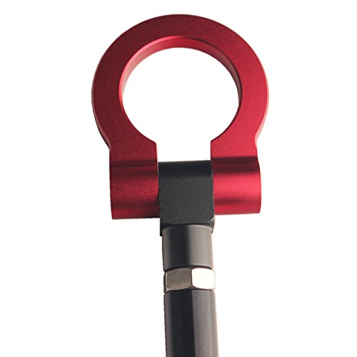 DEWHEL JDM Folding Screw On Racing T2 Tow Hooks Front Rear for 2016-up 6th Gen Chevy Camaro (Red)