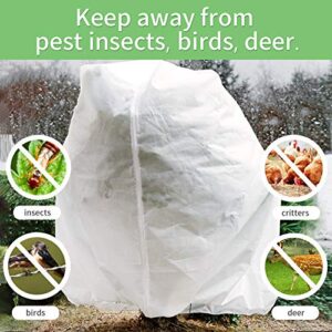 REMIAWY Plant Covers Freeze Protection Frost Blanket for Plants Tree Blanket Cover Shrub Covers Jacket with Zipper Drawstring, Frost Cover for Animal Protection (85”X75” Shrub Jacket 2 oz/sq yd)