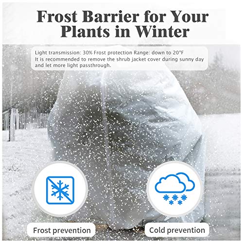 REMIAWY Plant Covers Freeze Protection Frost Blanket for Plants Tree Blanket Cover Shrub Covers Jacket with Zipper Drawstring, Frost Cover for Animal Protection (85”X75” Shrub Jacket 2 oz/sq yd)