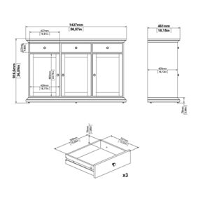 Tvilum Sonoma Sideboard with 3 Doors and 3 Drawers, White