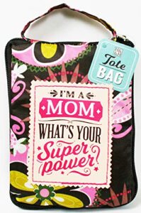 fab girl foldable tote bags – eco-friendly shoulder tote – reusable tote bag or mom bag – multifunctional utility tote – ideal gift tote bag - mom super power multicolored tote bag, 16x15”