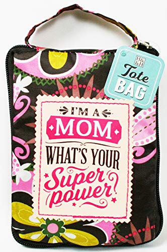 Fab Girl Foldable Tote Bags – Eco-Friendly Shoulder Tote – Reusable Tote Bag or Mom Bag – Multifunctional Utility Tote – Ideal Gift Tote Bag - Mom Super Power Multicolored Tote Bag, 16x15”