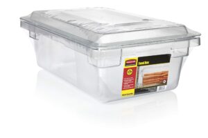 rubbermaid commercial products 1815321 food/tote box storage container with lid, plastic, clear (container and lid)