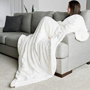 GRACED SOFT LUXURIES Softest Warm Elegant Cozy Faux Fur Home Throw Blanket (Solid Ivory, Extra Large 60" x 80")