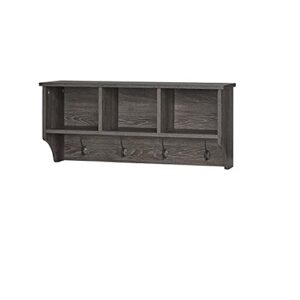 RiverRidge Home Woodbury Collection Cubbies and Hooks Wall Shelf, Dark Weathered Woodgrain