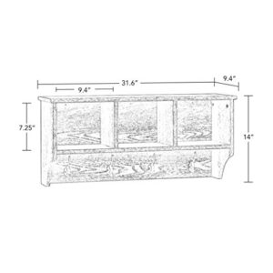 RiverRidge Home Woodbury Collection Cubbies and Hooks Wall Shelf, Dark Weathered Woodgrain