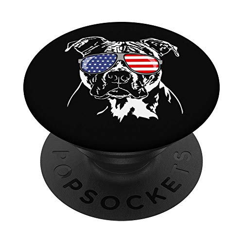 Funny Proud Pitbull American Flag patriotic dog breed gift PopSockets PopGrip: Swappable Grip for Phones & Tablets