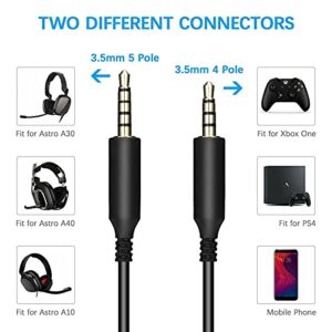 Learsoon Replacement Astro A10 A40 Gaming Headset Audio Talkback Chat Cable Compatible with Playstation 4 PS4, MixAmp, PC Gaming and Smartphone (Black)