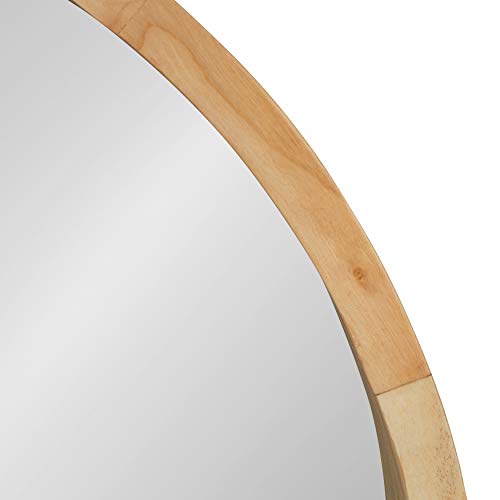 Kate and Laurel Hutton Round Decorative Modern Wood Frame Wall Mirror, 22 Inch Diameter, Natural Finish