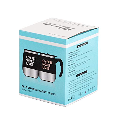 BINE Self Stirring Mug Auto Self Mixing Stainless Steel Cup for Coffee/Tea/Hot Chocolate/Milk Mug for Office/Kitchen/Travel/Home -450ml/14oz