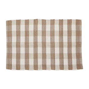 dii buffalo check rug collection, hand dyed reversible chindi rug, 26x40, stone/cream