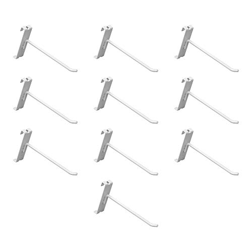 DBM IMPORTS 10 PC 6" Gloss White Grid Wall Metal Hooks, Display for Use W/Gridwall Panels