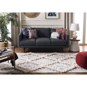 SAFAVIEH Kenya Collection Area Rug - 6' x 9', Silver & Ivory, Handmade Moroccan Boho Tribal Wool, Ideal for High Traffic Areas in Living Room, Bedroom (KNY455G)