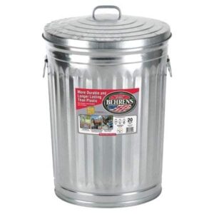 behrens high grade steel 1211 20 gal silver galvanized steel trash can with lid(trash can)