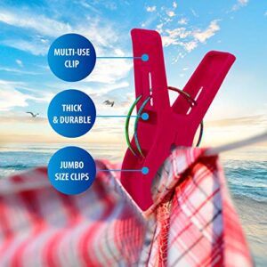 Premium Beach Chair Clips for Towels - Beach Towel Clips for for Cruise - Red, White and Blue