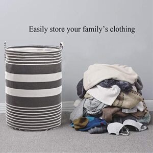 Haundry Collapsible Laundry Basket, 22 inch Tall Large Round Laundry Hamper for Clothes Storage