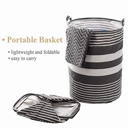 Haundry Collapsible Laundry Basket, 22 inch Tall Large Round Laundry Hamper for Clothes Storage