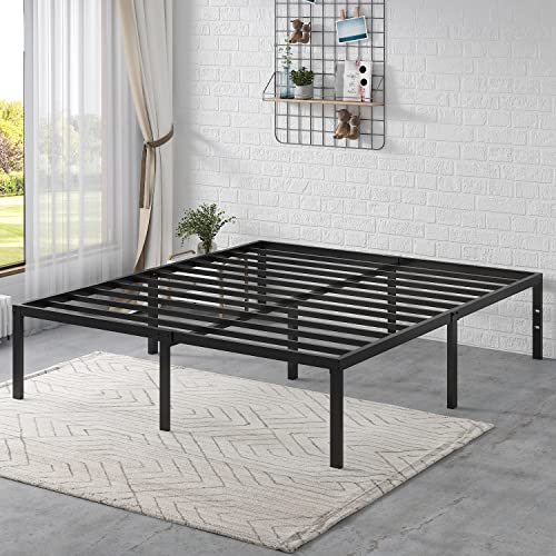 ikalido King Size Metal Platform Bed Frame, Heavy Duty Metal Slats Support with Large Storage Space and Reserved Holes for DIY Headboard, No Box Spring Needed/Easy Assembly/Noise-Free/Non-Slip