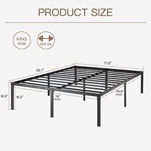 ikalido King Size Metal Platform Bed Frame, Heavy Duty Metal Slats Support with Large Storage Space and Reserved Holes for DIY Headboard, No Box Spring Needed/Easy Assembly/Noise-Free/Non-Slip