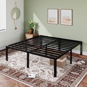 imusee heavy duty 18inch king size metal platform bed frame with large under bed storage space, sturdy metal frame/mattress foundation/no box spring needed/easy assembly/noise-free