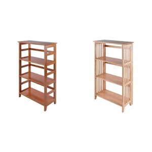 winsome wood studio shelving, honey & wood mission shelving, natural