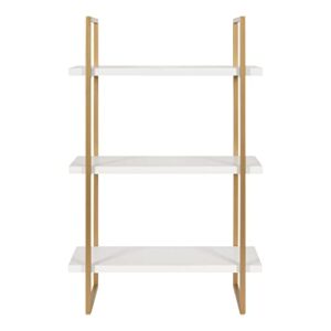 Kate and Laurel Leigh Modern 3 Tier Wall Shelf, 20 x 30, White and Gold, Decorative Contemporary Glam Multi-Tiered Shelf Wall Organizer for Storage and Display